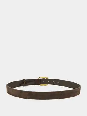 Gucci Gg Marmont Suede Belt - Brown
