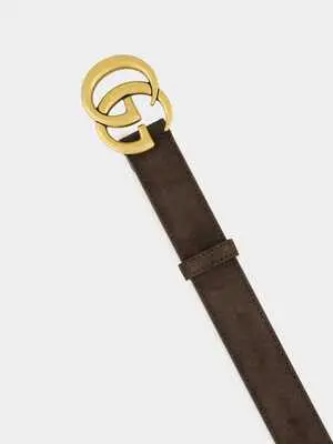 Gucci Gg Marmont Suede Belt - Brown
