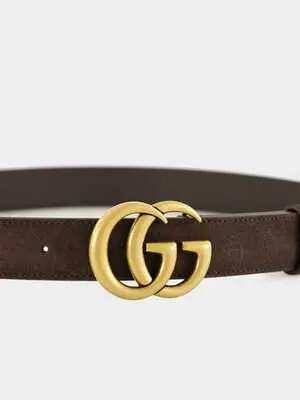 Gucci Gg Marmont Suede Belt - Brown