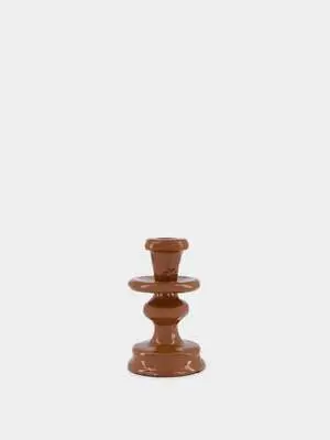 POMAX Chocolate Aluminium Turret Candle Holder