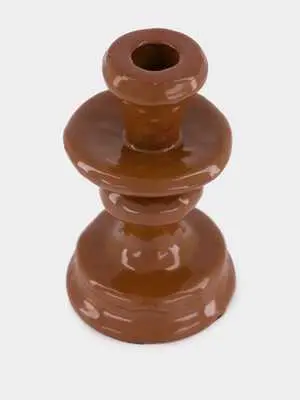 POMAX Chocolate Aluminium Turret Candle Holder