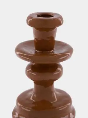 POMAX Chocolate Aluminium Turret Candle Holder