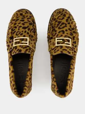 Fendi Leo-print Cavallino Loafers - Brown