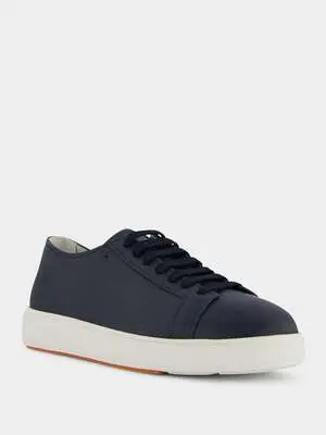 Santoni Tumbled Leather Sneakers - Blue