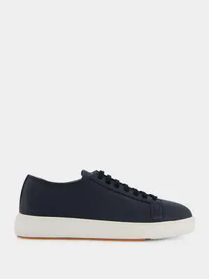 Santoni Tumbled Leather Sneakers - Blue