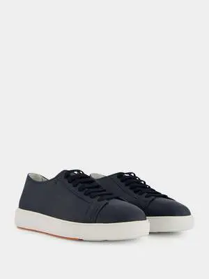 Santoni Tumbled Leather Sneakers - Blue