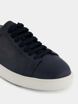 Santoni Tumbled Leather Sneakers - Blue