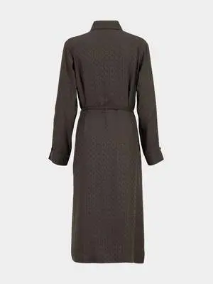 Fendi Ff Jacquard Silk Midi Shirt Dress