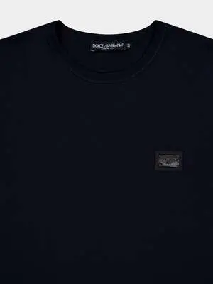 Dolce & Gabbana Cotton T-shirt With Metal Logo Tag