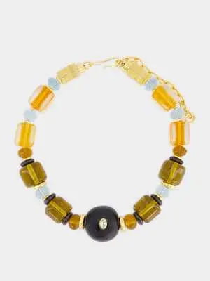 LIZZIE FORTUNATO Desert Mirage Beaded Gold-plated Necklace - Brown