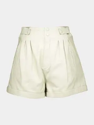 Saint Laurent Button Detailed High Waist Shorts - Cream
