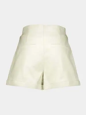 Saint Laurent Button Detailed High Waist Shorts - Cream