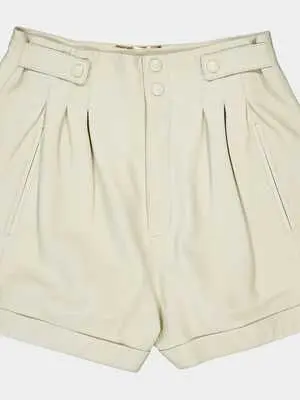 Saint Laurent Button Detailed High Waist Shorts - Cream