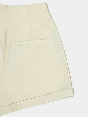 Saint Laurent Button Detailed High Waist Shorts - Cream
