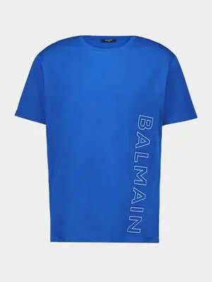Balmain Logo-print Short-sleeved Cotton T-shirt - Blue