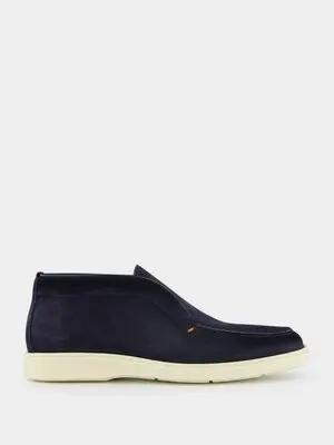 Santoni Almond-toe Suede Boots - Blue