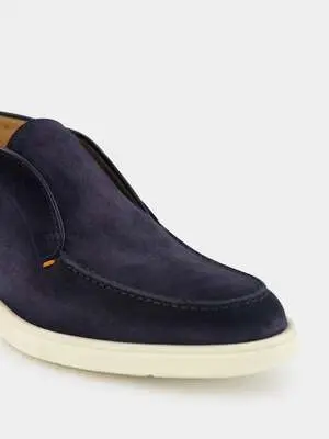 Santoni Almond-toe Suede Boots - Blue
