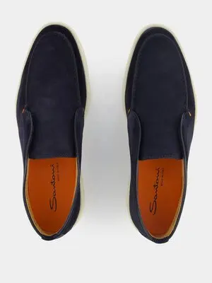 Santoni Almond-toe Suede Boots - Blue