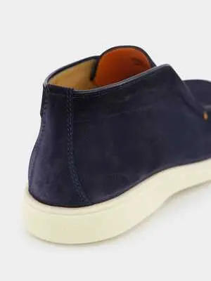 Santoni Almond-toe Suede Boots - Blue