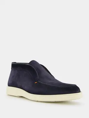 Santoni Almond-toe Suede Boots - Blue
