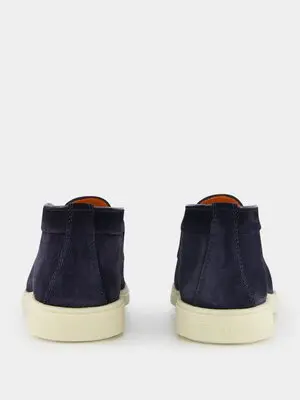 Santoni Almond-toe Suede Boots - Blue