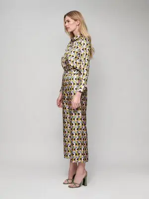 PAULA Sonia Printed Silk Trousers - Blue