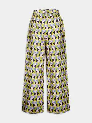 PAULA Sonia Printed Silk Trousers - Blue
