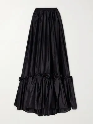 Saint Laurent Tiered Ruffled Satin Maxi Skirt