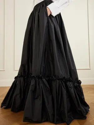Saint Laurent Tiered Ruffled Satin Maxi Skirt