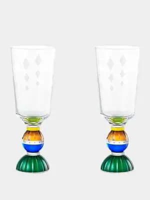 REFLECTIONS COPENHAGEN Ascot Tall Crystal Glasses Set Of 2 - Blue