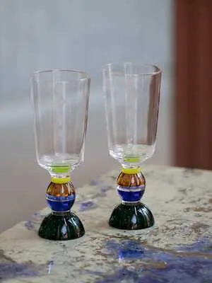 REFLECTIONS COPENHAGEN Ascot Tall Crystal Glasses Set Of 2 - Blue
