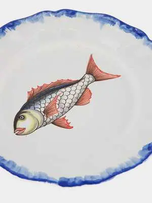 LES-OTTOMANS La Menagerie D'été Fish Dinner Plate - Blue