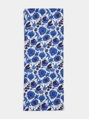La DoubleJ Wildbird Blu Linen Tablecloth - Blue