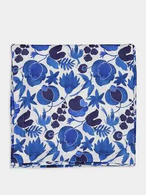 La DoubleJ Wildbird Blu Linen Tablecloth - Blue