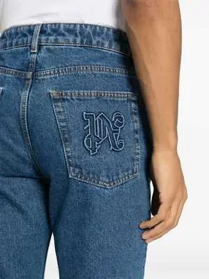 Palm Angels Monogram Straight-leg Jeans - Blue