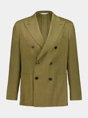 Boglioli Green Linen Double-Breasted Suit Green