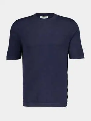 Boglioli Cotton-silk Blend Navy T-shirt - Blue