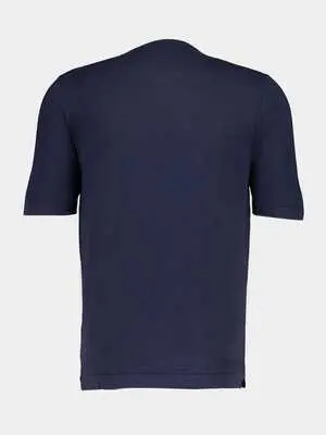 Boglioli Cotton-silk Blend Navy T-shirt - Blue
