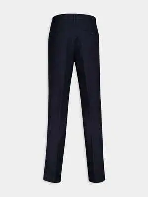 120% Lino Linen Dress Trousers - Blue
