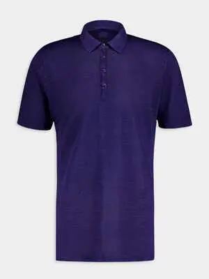 120% Lino Regal Navy Linen Polo - Blue