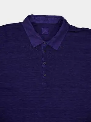 120% Lino Regal Navy Linen Polo - Blue