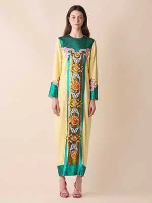 PAULA Celeste A-line Embroidered Maxi Dress - Multicolour