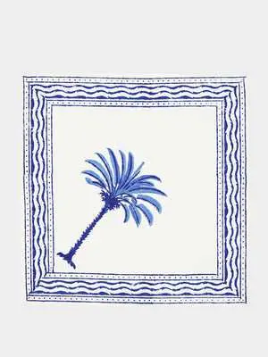 LES-OTTOMANS Palm Breeze Blue Cotton Napkin Blue