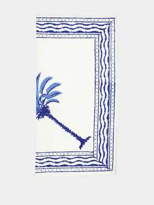 LES-OTTOMANS Palm Breeze Cotton Napkin - Blue