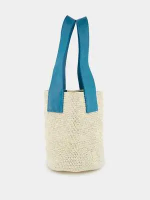 SENSI STUDIO El Viajero Mini Straw Turquoise Leather Bag - Blue
