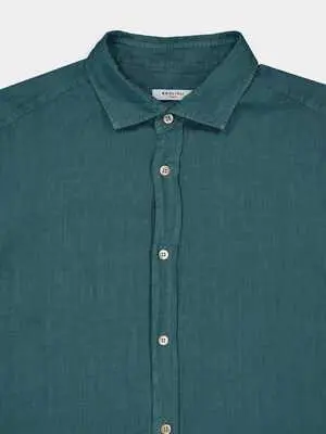 Boglioli Teal Linen Shirt - Blue