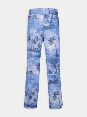 Palm Angels Island Print Straight-leg Trousers - Blue