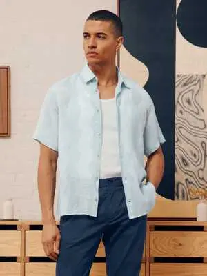 Frescobol Carioca Cabana Stripe Castro Linen Shirt - Blue