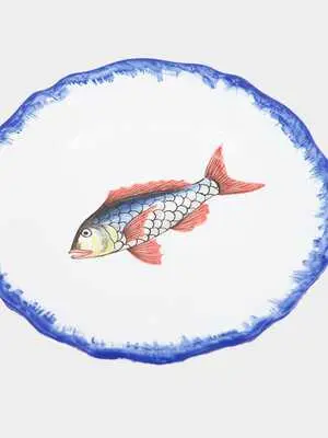 LES-OTTOMANS La Ménagerie D'été Fish Dessert Plate - Blue