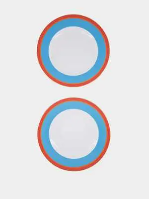 La DoubleJ Set Of 2 Rainbow Dinner Plates Blue